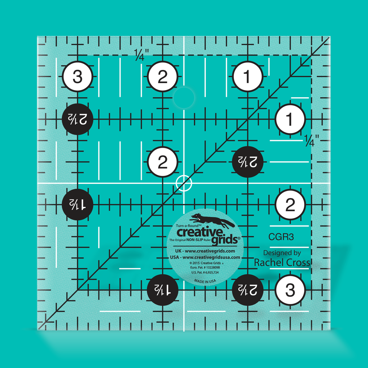 Creative Grids Quilt Ruler 3-1/2in Square – Out of Hand Quilting & Fabrics