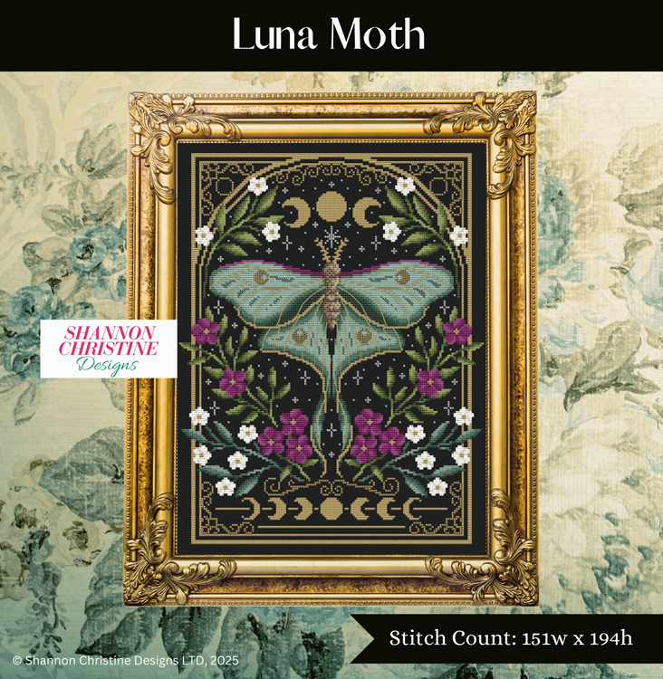 Luna Moth - Counted Cross Stitch Pattern - Shannon Christine Designs ...