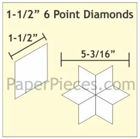 Paper Pieces - 1-1/2" 6 Point Diamond - 75 Pieces – Out of Hand ...
