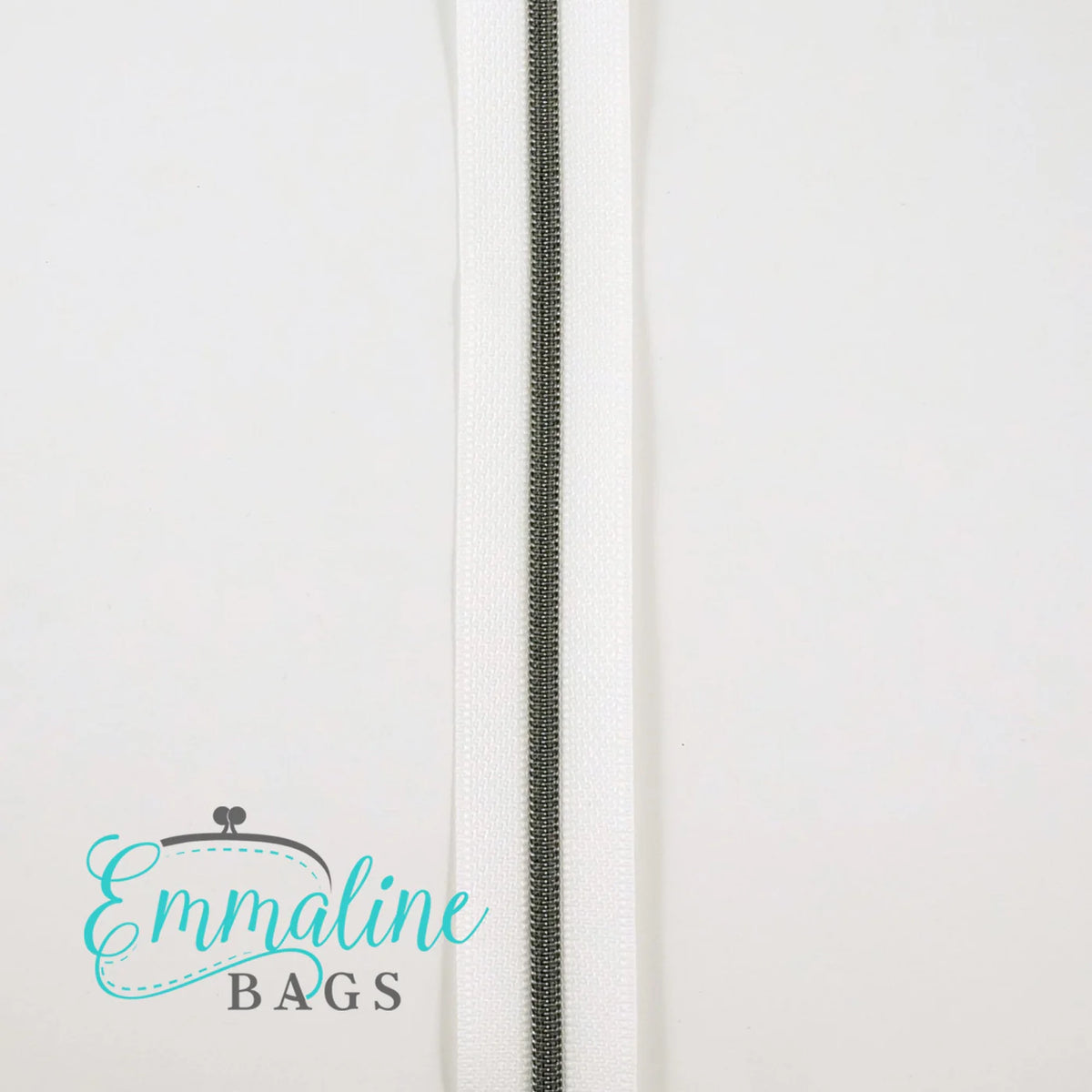 Emmaline #3 Zipper By The Yard - 3 Yard Length: White/Gunmetal – Out of ...