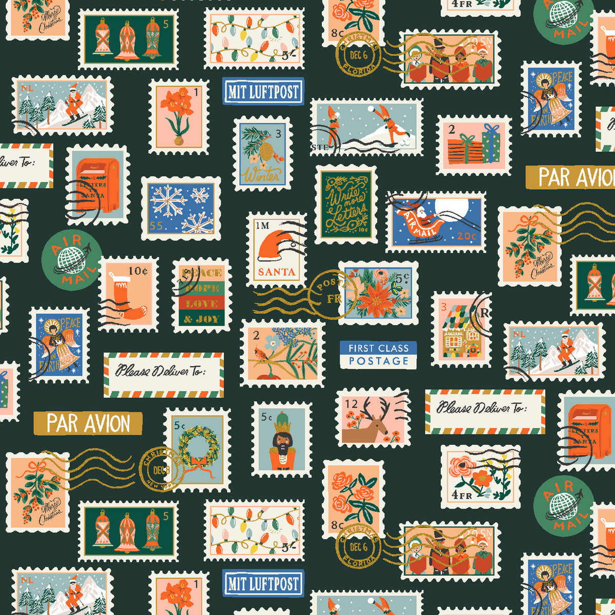 Holiday Classics II - Holiday Stamps Evergreen Metallic - Rifle Paper ...